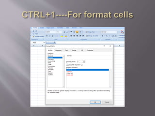 Excel shortcut keys and formulas | PPTX
