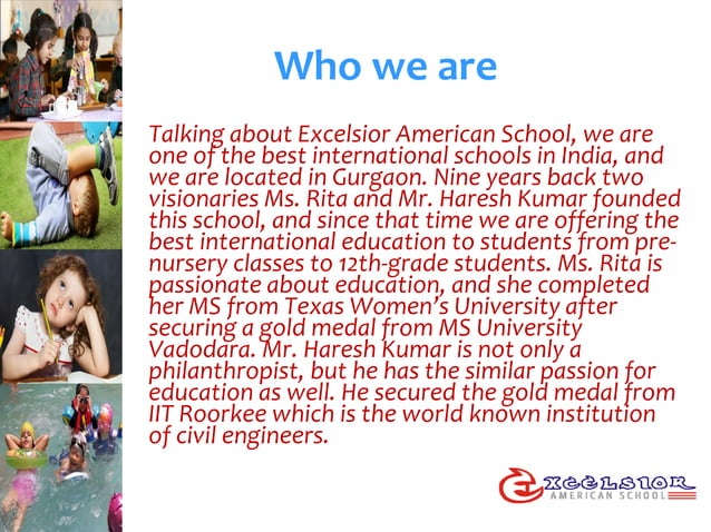Excelsior American School in Gurgaon | PPT | Professional School | Postgraduate Education