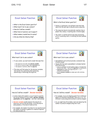 Excel Solver | PDF