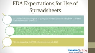Excel spreadsheets how to ensure 21 cfr part 11 compliance | PPTX