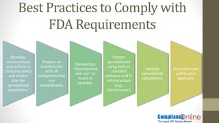 Excel spreadsheets how to ensure 21 cfr part 11 compliance | PPTX