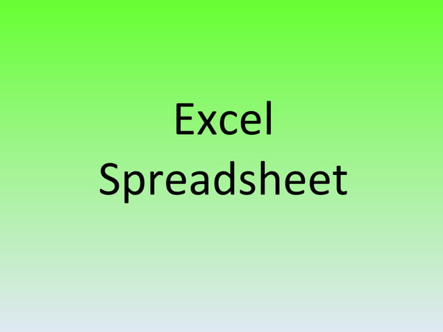 Excel spread sheets and graphs | PPT