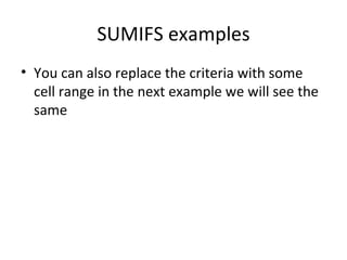 Excel SUMIFS Function | PPT