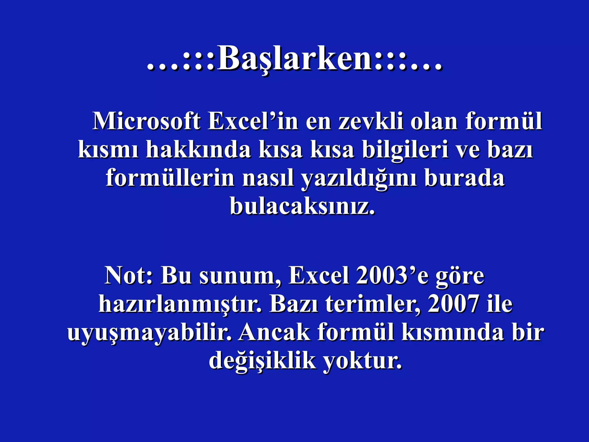 Excel sunum | PPS