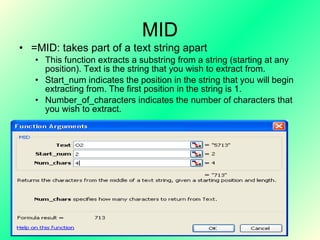 Excel text functions | PPT | Programming Languages | Computing