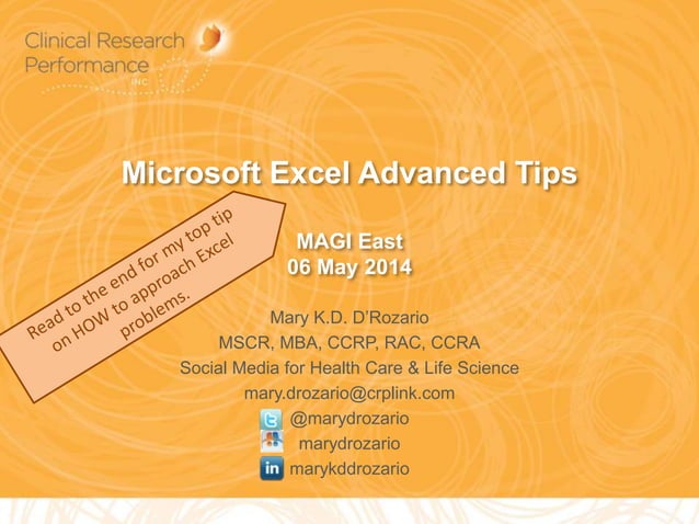 Microsoft Excel Advanced Tips | PPT