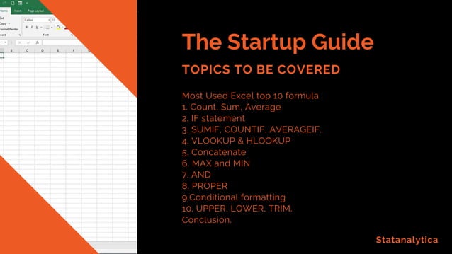Excel Top 10 formula For The Beginners | PPT