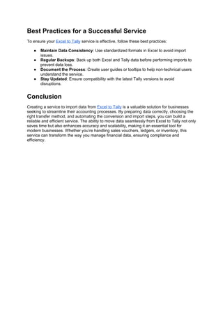 Import Data Form Excel to Tally Services | DOCX