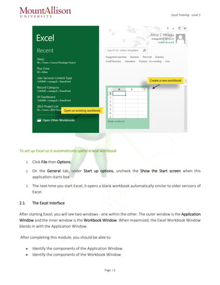 Excel training level 1 | PDF