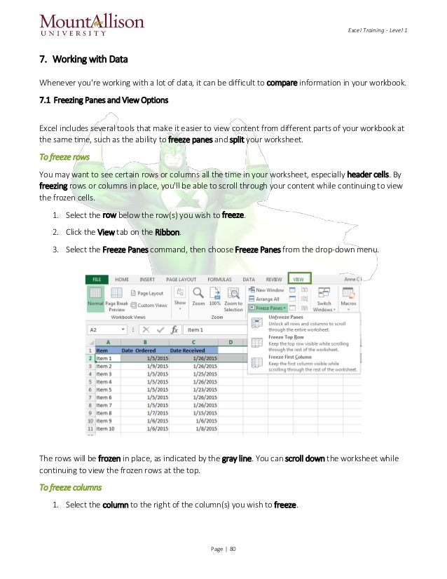 mount allison university excel training level 2 pdf