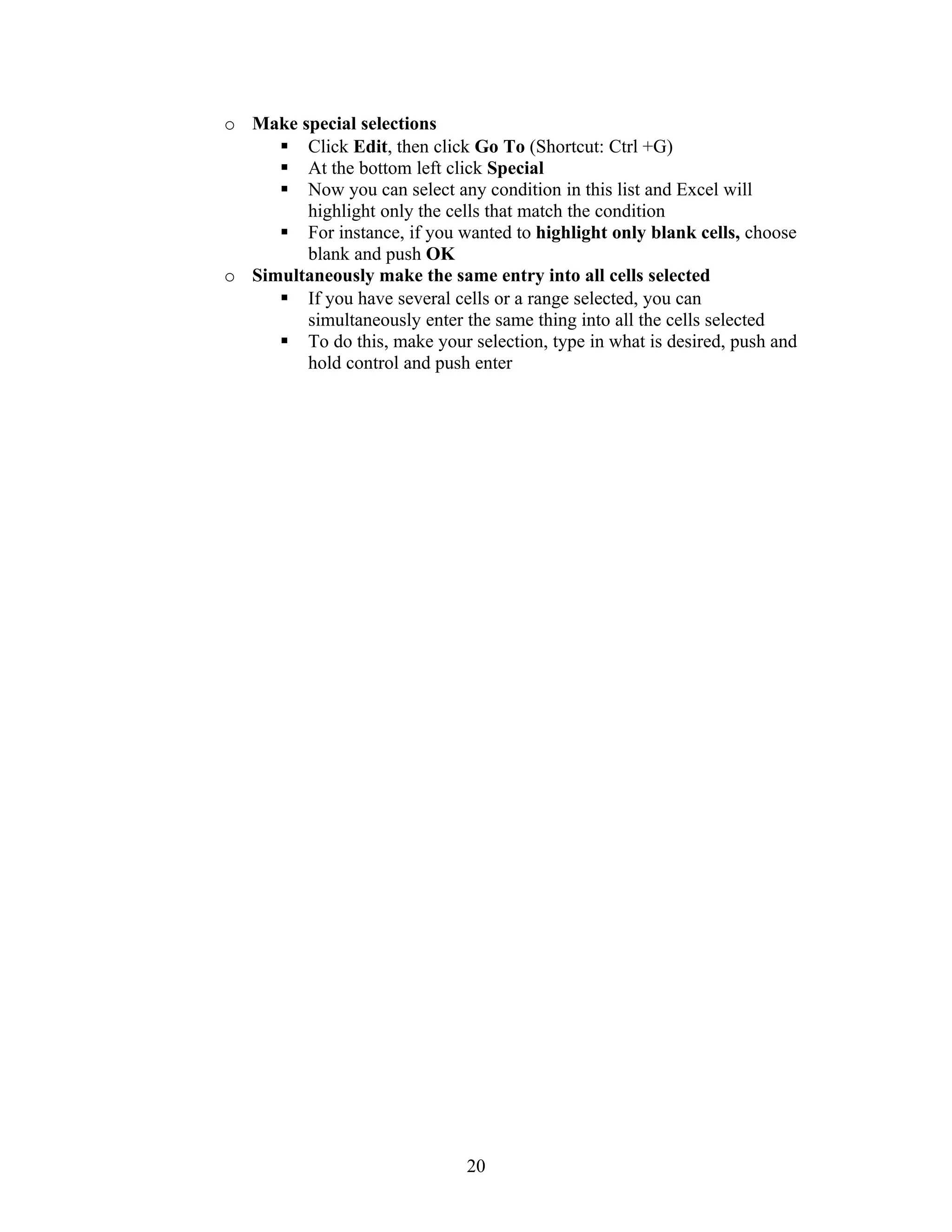 Advanced - Microsoft Excel Training Handout | PDF