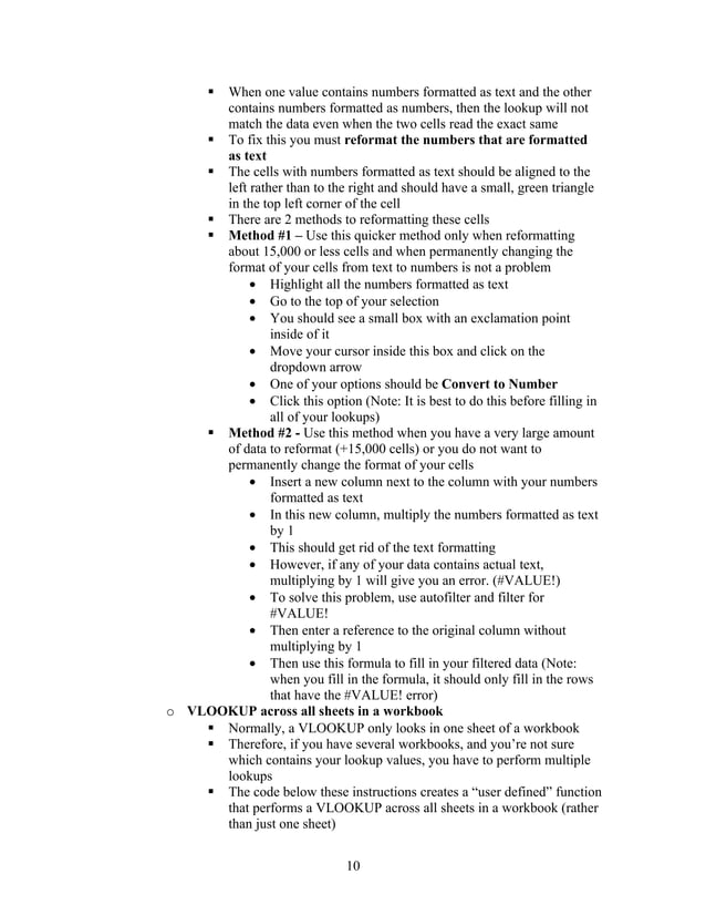 Advanced - Microsoft Excel Training Handout | PDF