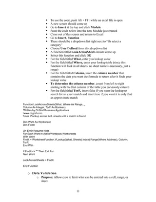 Advanced - Microsoft Excel Training Handout | PDF