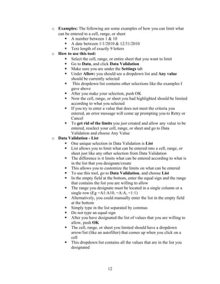 Advanced - Microsoft Excel Training Handout | PDF