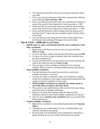 Advanced - Microsoft Excel Training Handout | PDF
