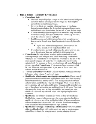 Intermediate - Microsoft Excel Training Handout | DOC