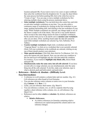 Intermediate - Microsoft Excel Training Handout | DOC