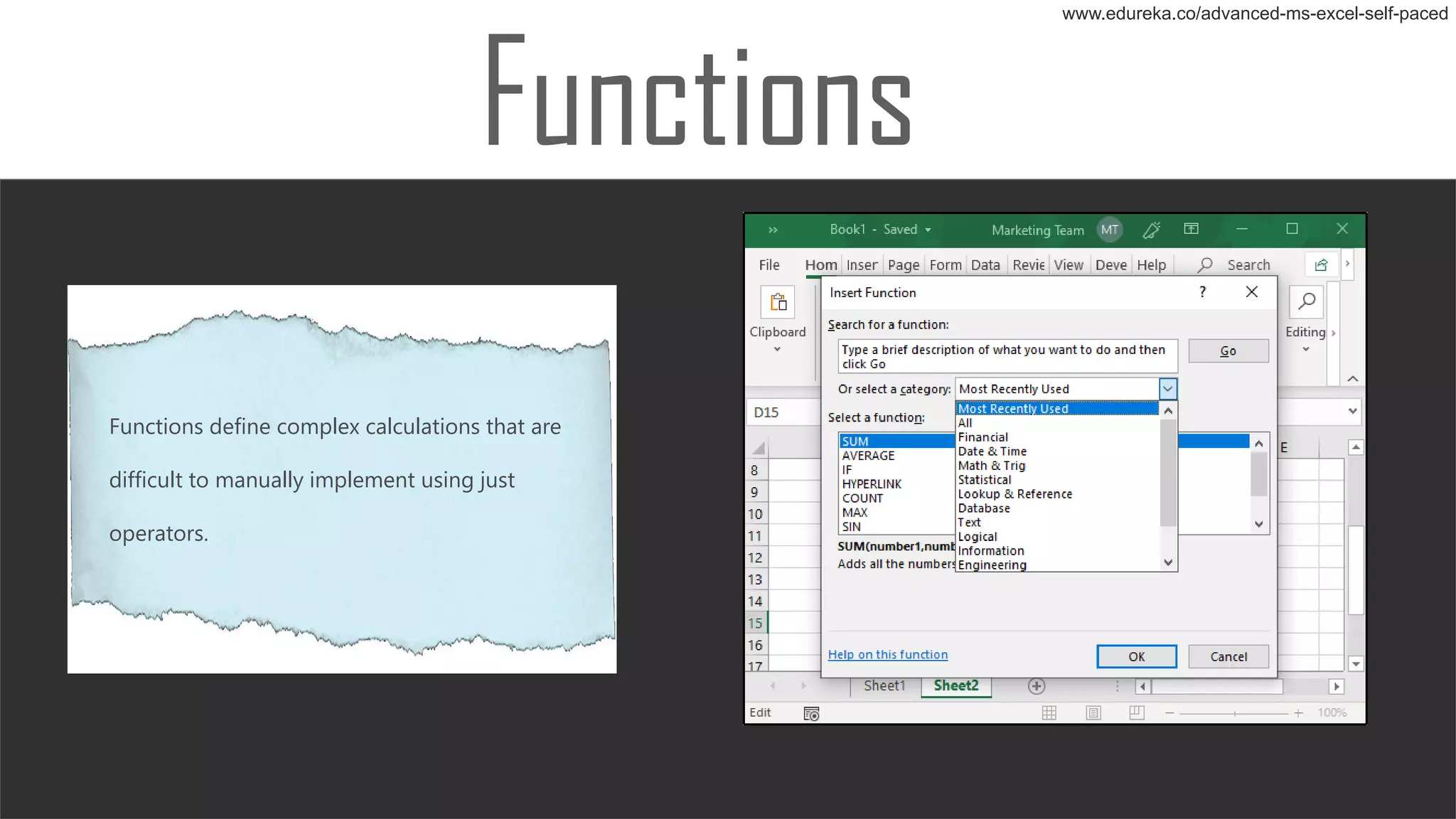 Excel Tutorial | Edureka | PPT