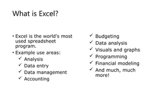 Beginer , intermediate, and advanced Excel Tutorial | PPT