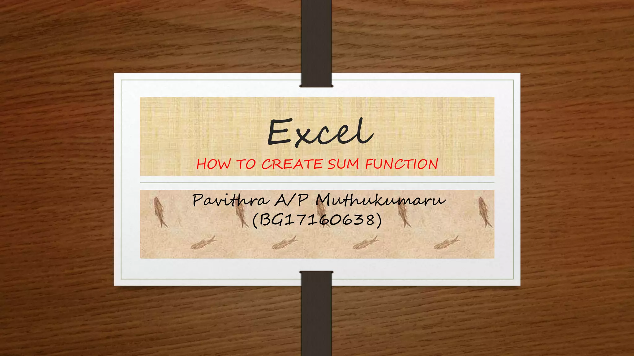 How to create Sum Function | PPT