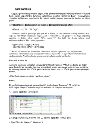 Excel uygulama | DOC