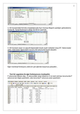 Excel uygulama | DOC