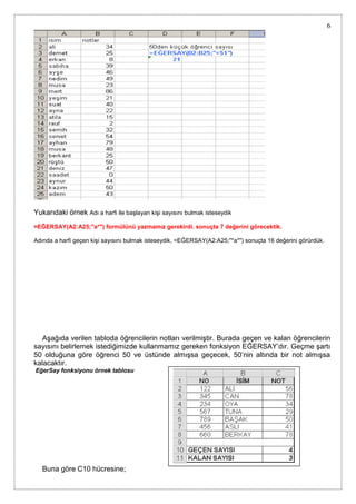 Excel uygulama | DOC