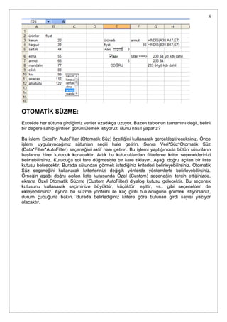 Excel uygulama | DOC