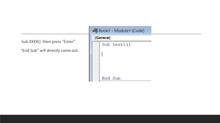 Excel vba ch0 | PPTX