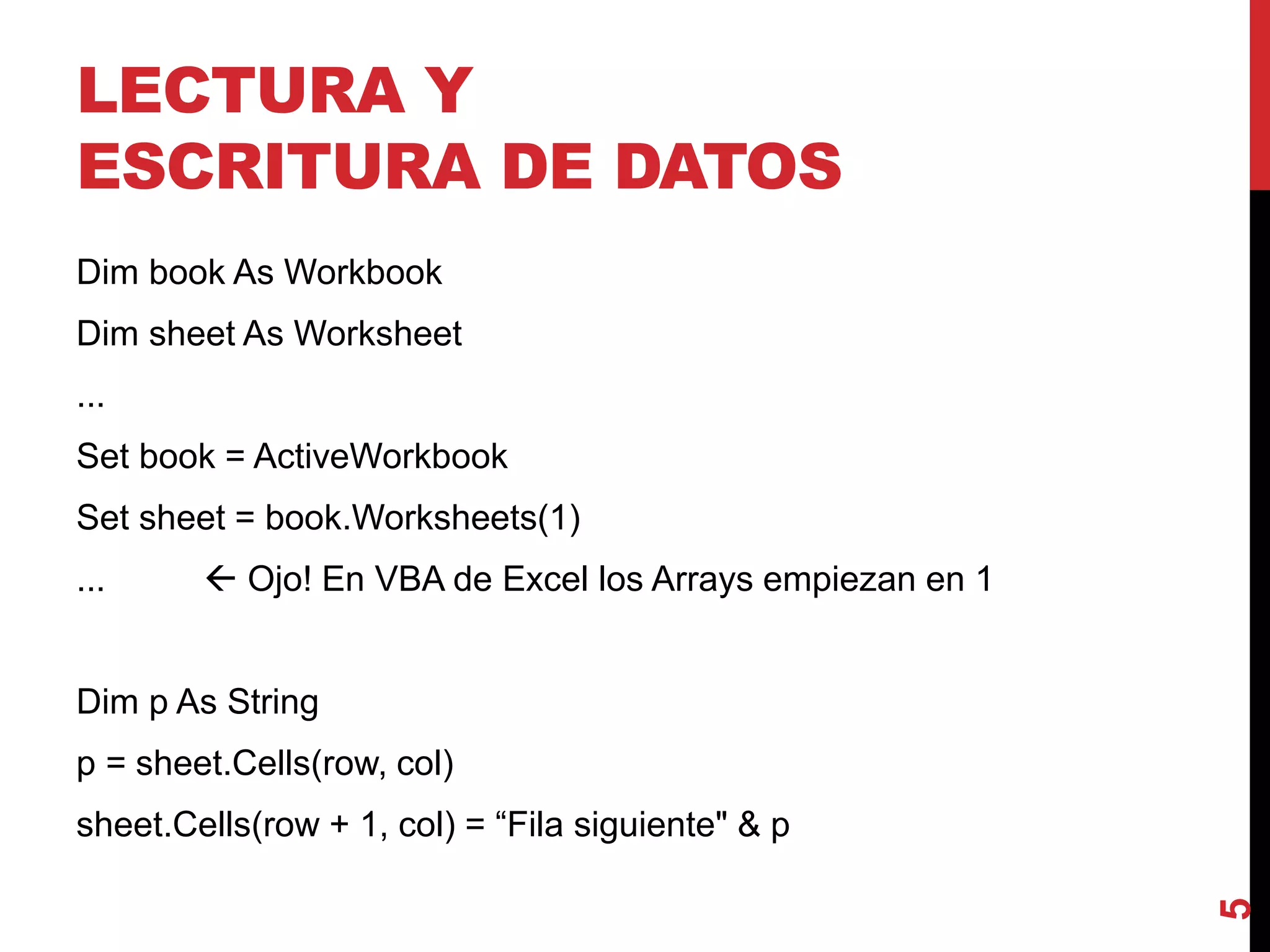 Programación De Macros En Microsoft Excel Vba Ppt
