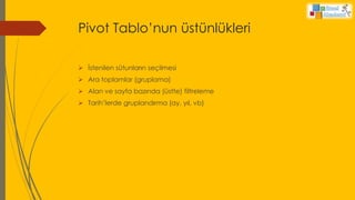 Excel veri analizi ve pivot tablo | PPT