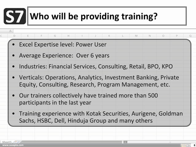 Excel Workshop- Susapta | PDF