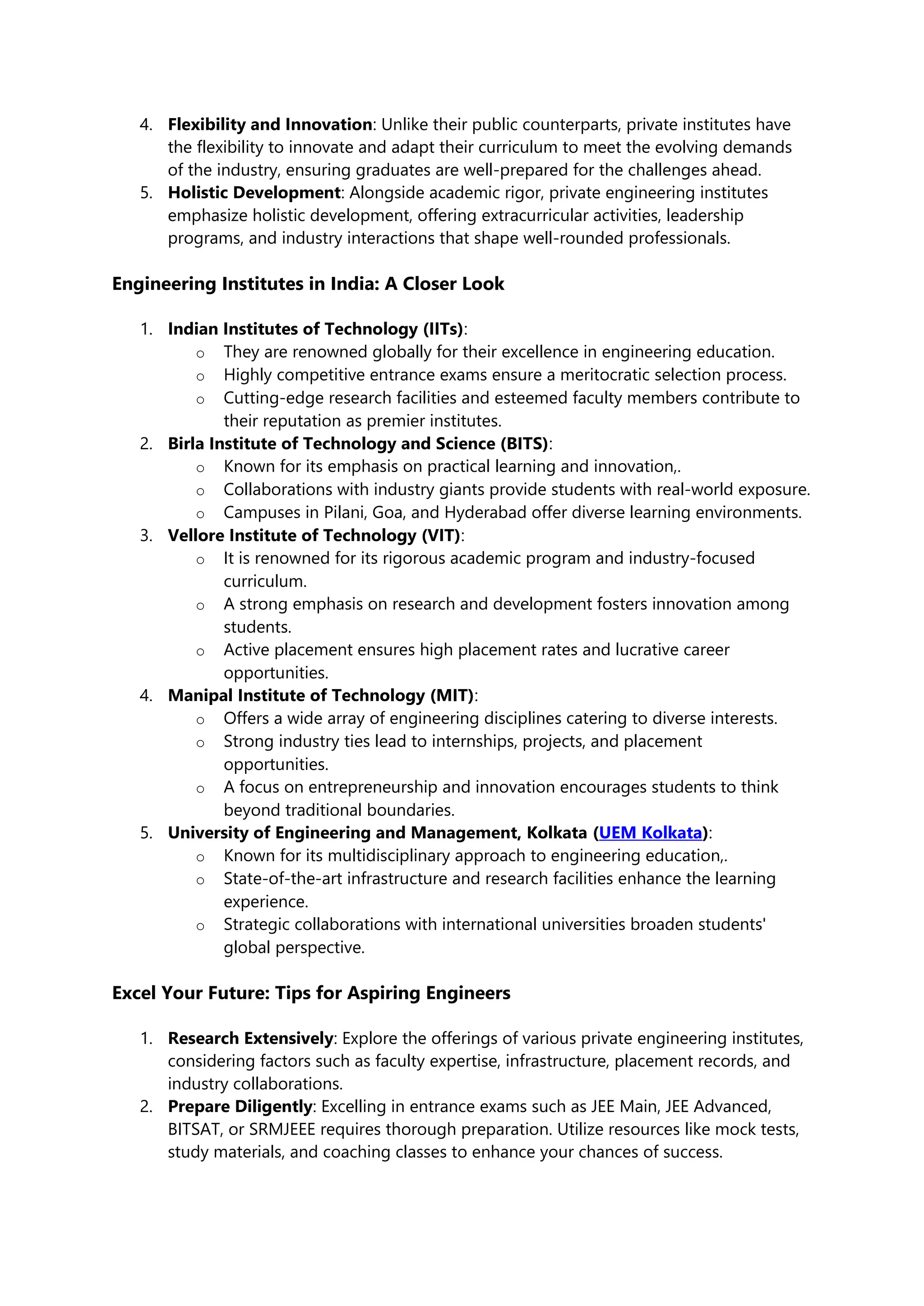 Excel Your Future with India's Best Private Engineering Colleges | PDF