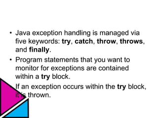 Exception handling in java | PPT