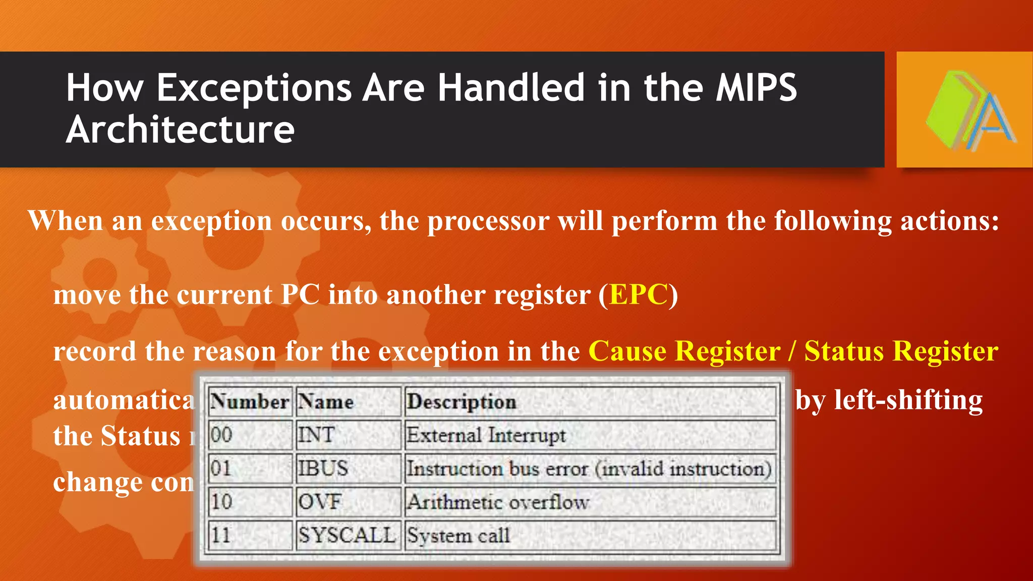 Exception | How Exceptions are Handled in MIPS architecture | PPTX