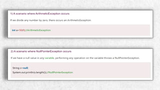 Exception handling in java about the java exceptions and the all handlers.pptx