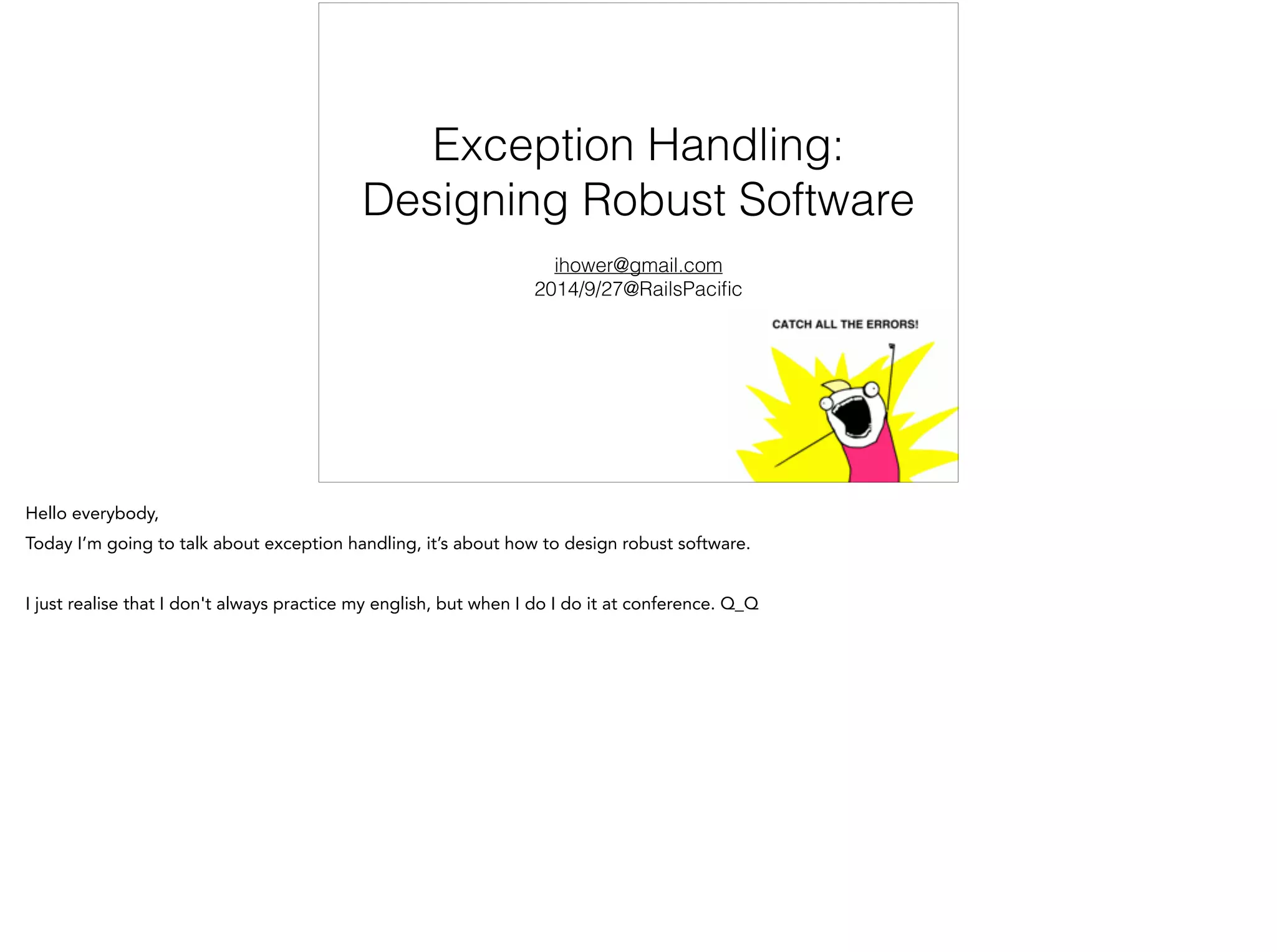 Exception Handling: Designing Robust Software in Ruby (with ...