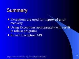 Exception Handling In Java 15734 | ODP | Programming Languages | Computing