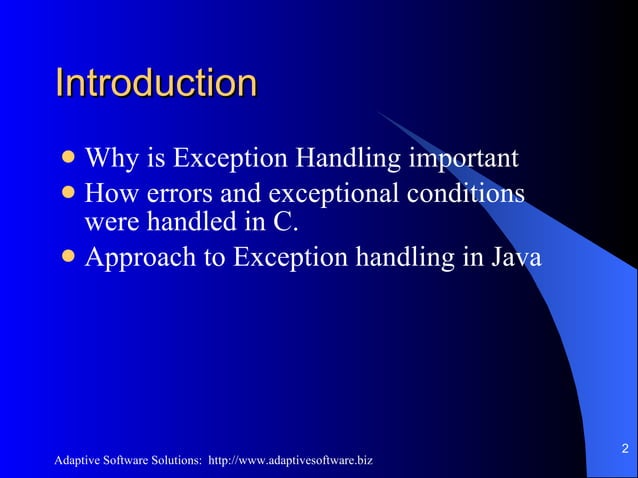 Exception Handling In Java | ODP | Programming Languages | Computing