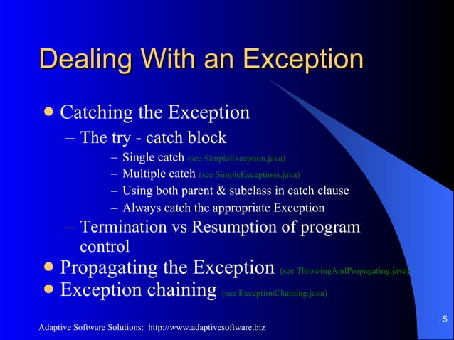 Exception Handling In Java Odp Programming Languages Computing