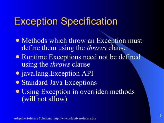 Exception Handling In Java | ODP | Programming Languages | Computing