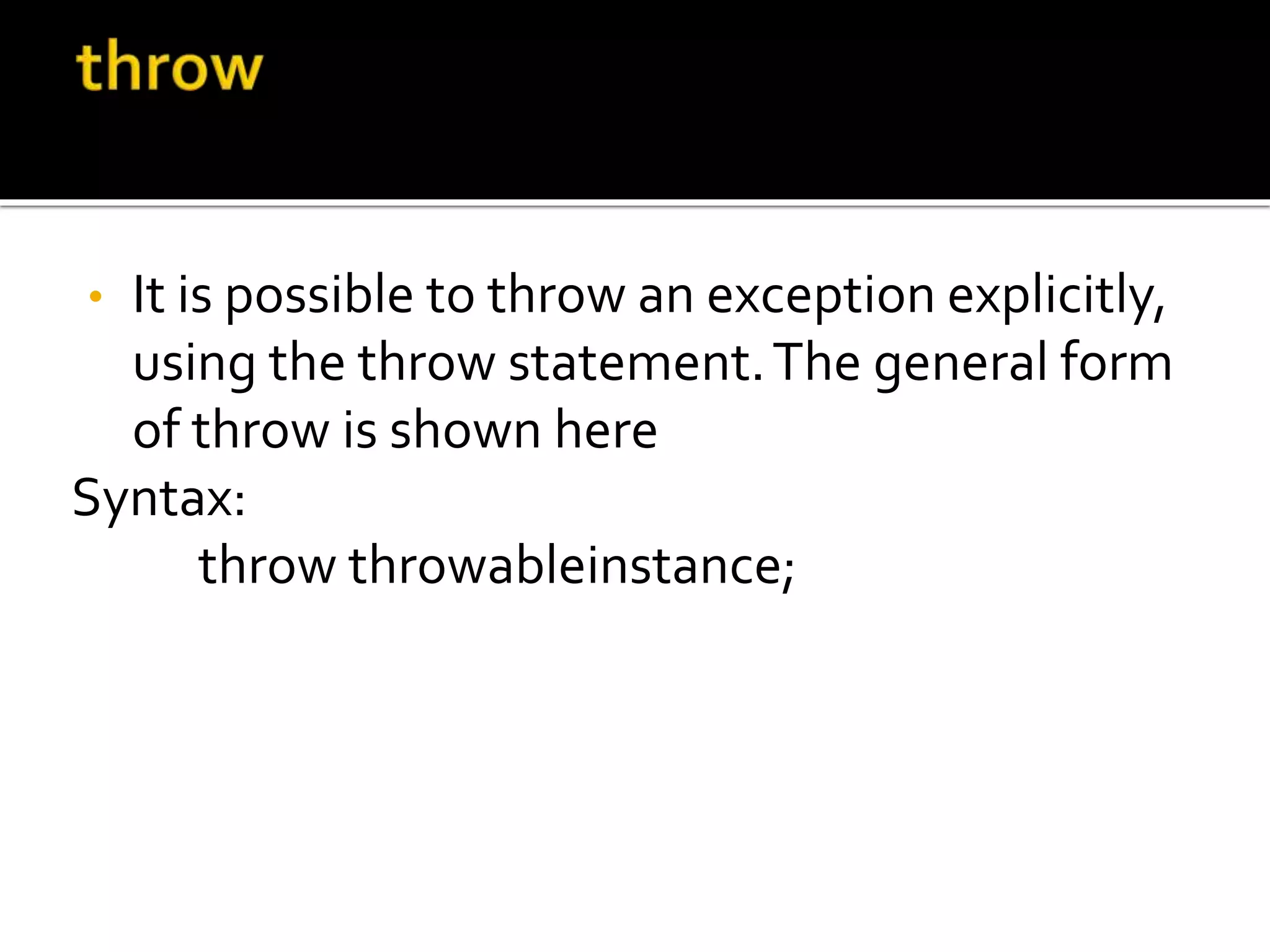 exception-handling-in-java.ppt | Programming Languages | Computing