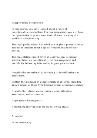 Exceptionality PresentationIn this course, you have learned | DOCX ...