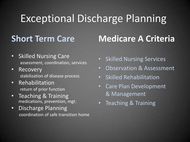 Exceptional snf discharge planning | PPT