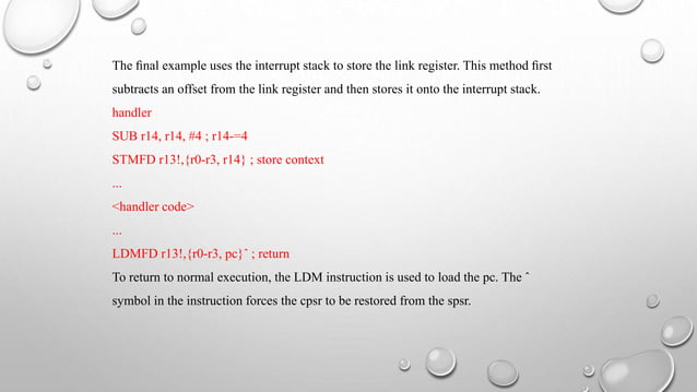 ARM Exception and interrupts | PPTX | Operating Systems | Computer Software and Applications