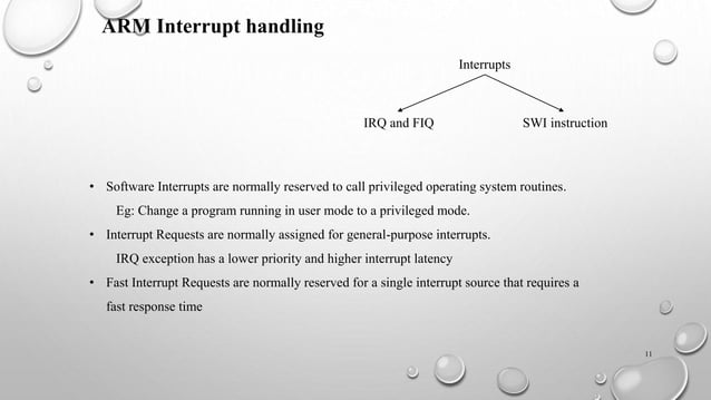 ARM Exception and interrupts | PPTX | Operating Systems | Computer Software and Applications