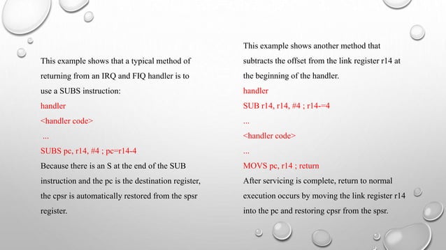 ARM Exception and interrupts | PPTX | Operating Systems | Computer Software and Applications