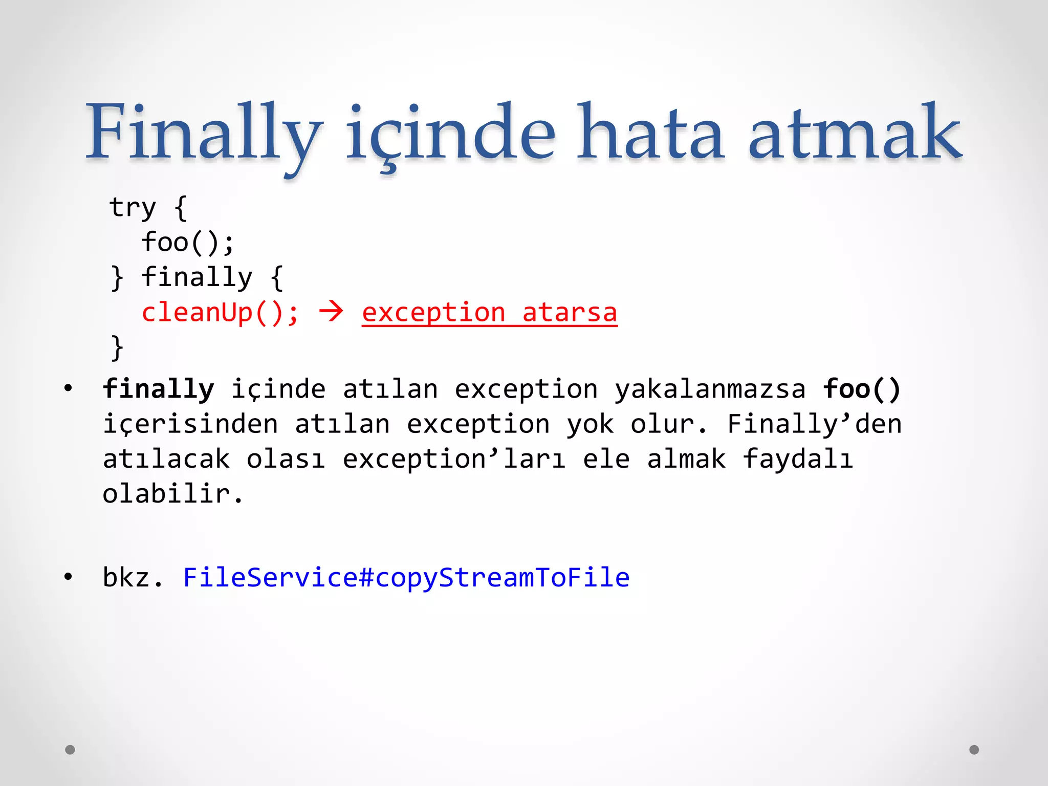 Java'da Exception Anti-Pattern'leri | PPTX