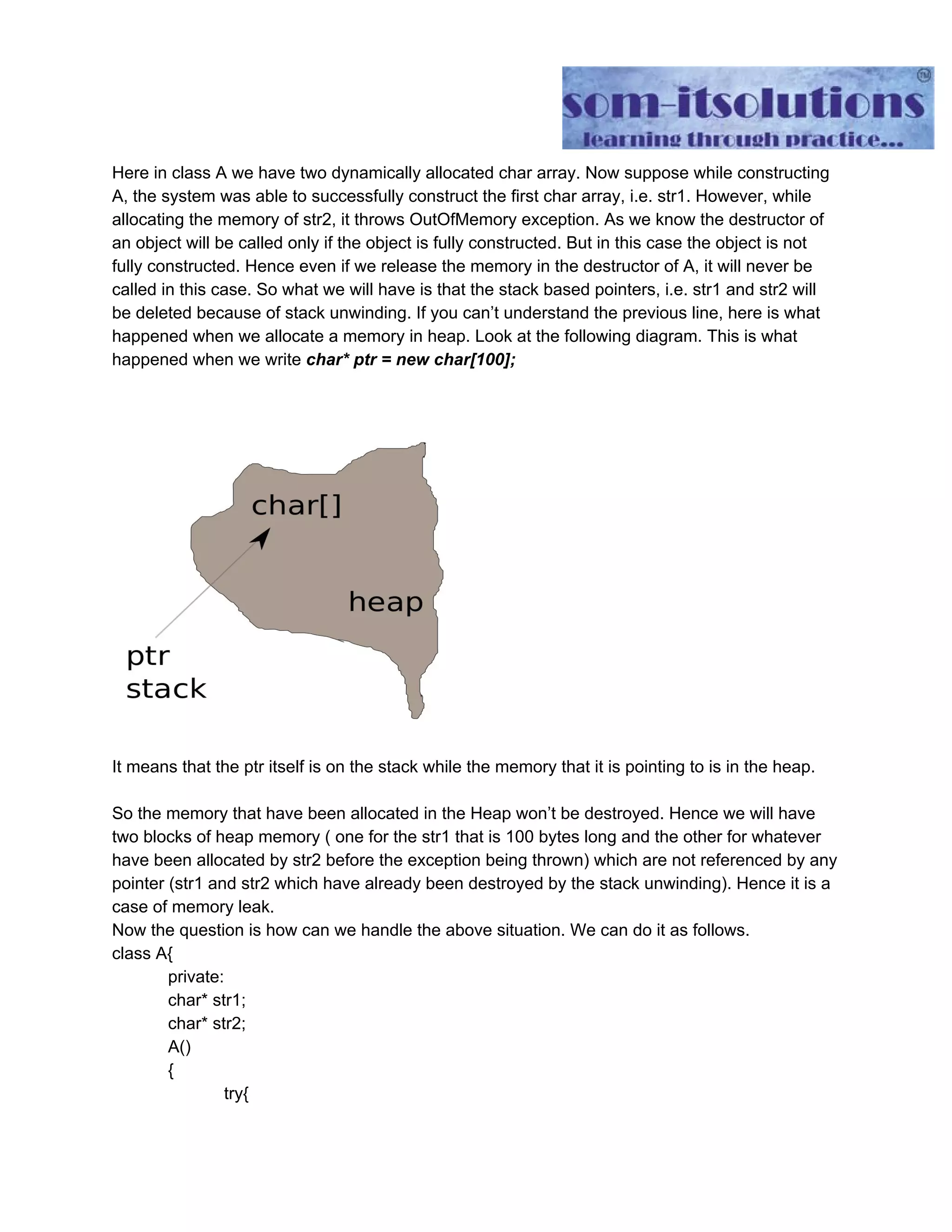 Exception Handling in the C++ Constructor | PDF