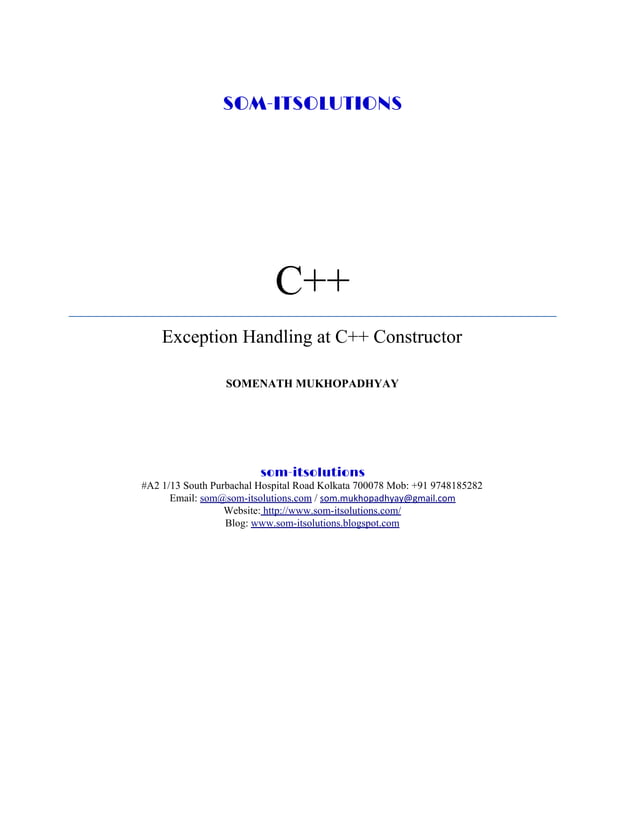 Exception Handling in the C++ Constructor | PDF